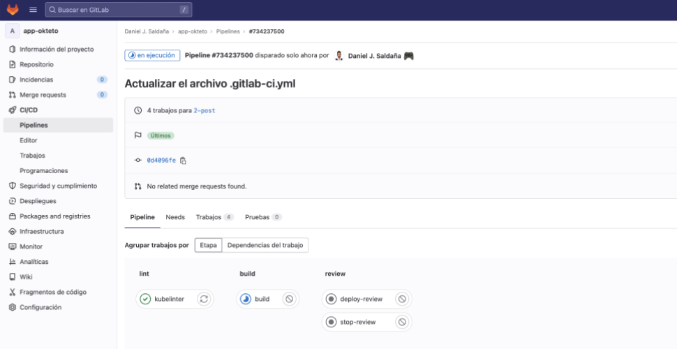 Desplegar app en Okteto con Gitlab CI Desplegar app en Okteto con Gitlab CI